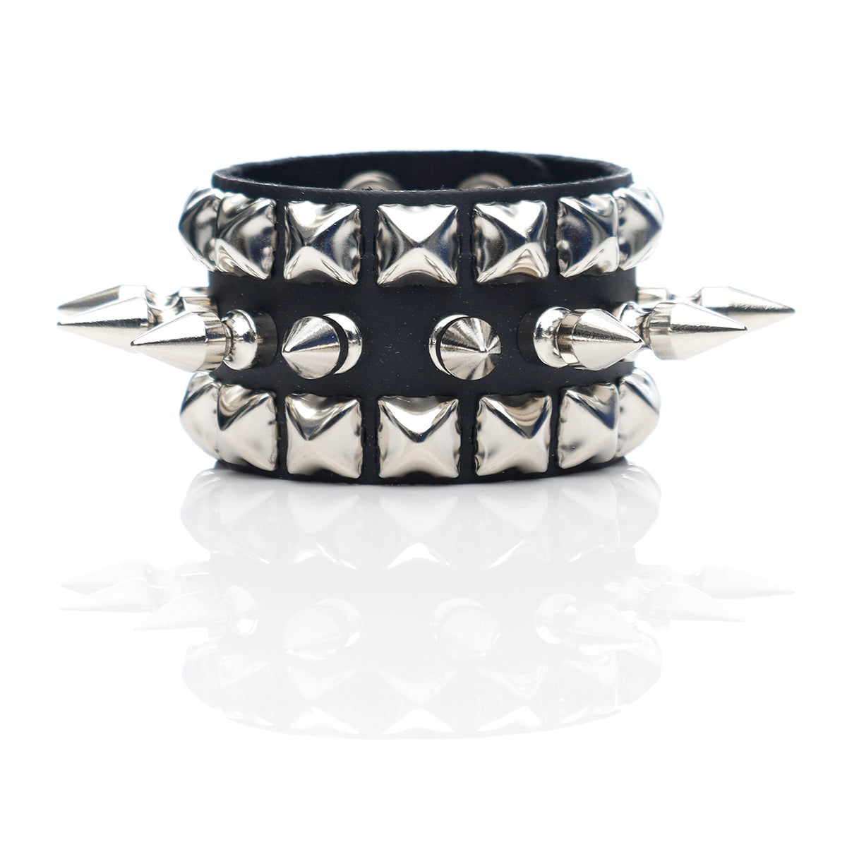 1 Row 1" Spike & 2 Row Pyramid, Black/Silver – EXOSHOP