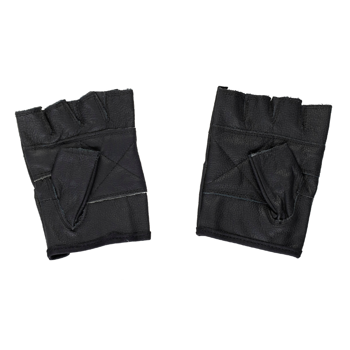 Plain Cowhide Split Leather Fingerless Gloves, Black – EXOSHOP