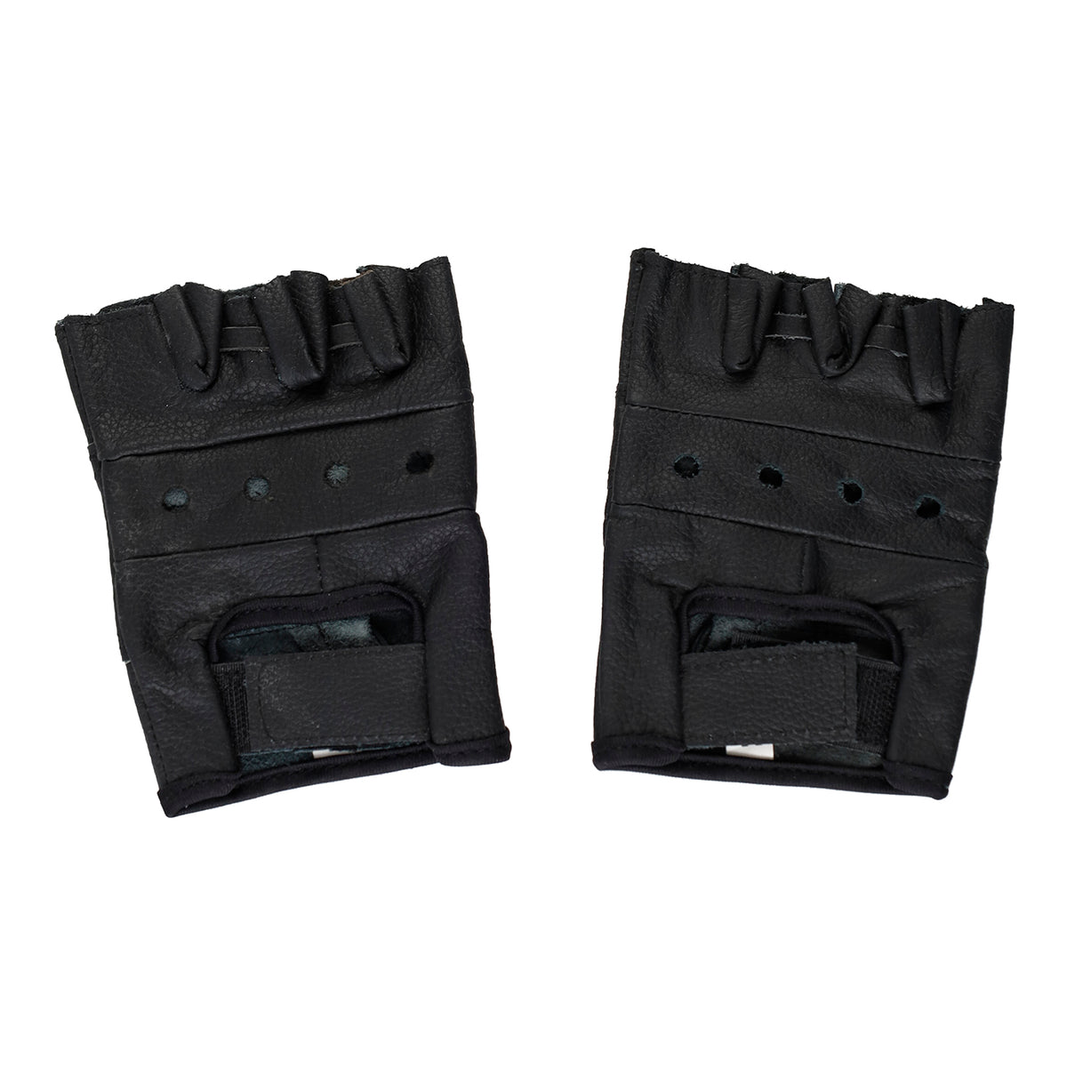 Plain Cowhide Split Leather Fingerless Gloves, Black – EXOSHOP