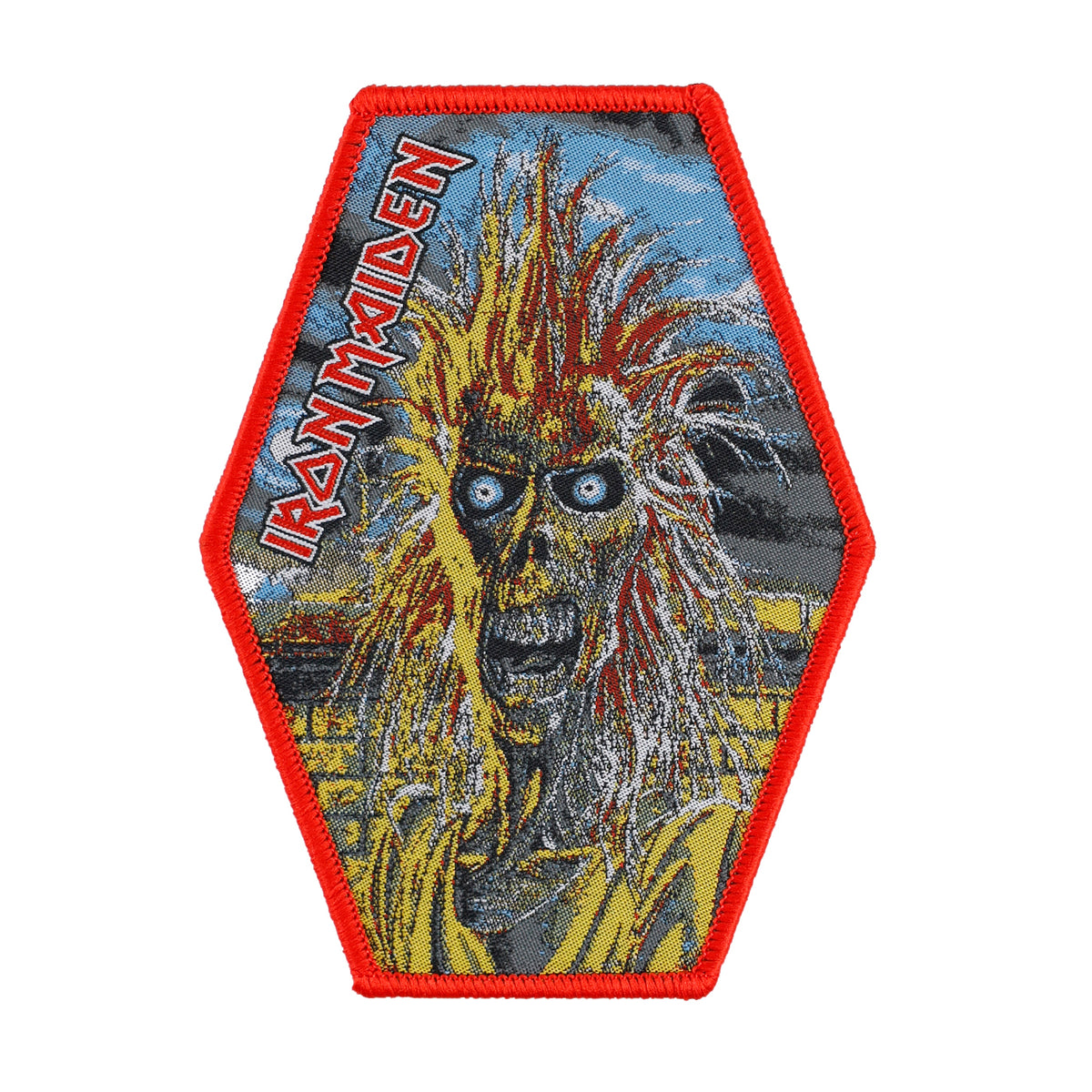 Iron Maiden Coffin, Red Border – EXOSHOP