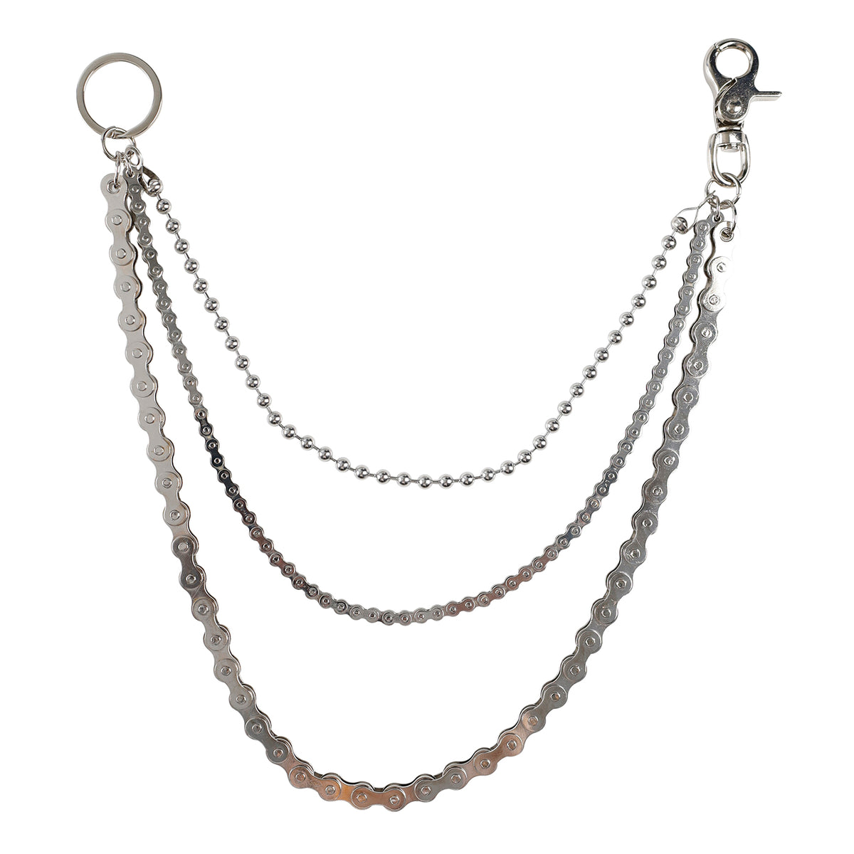 Triple Beaded And Bike Wallet Chain, Silver – EXOSHOP